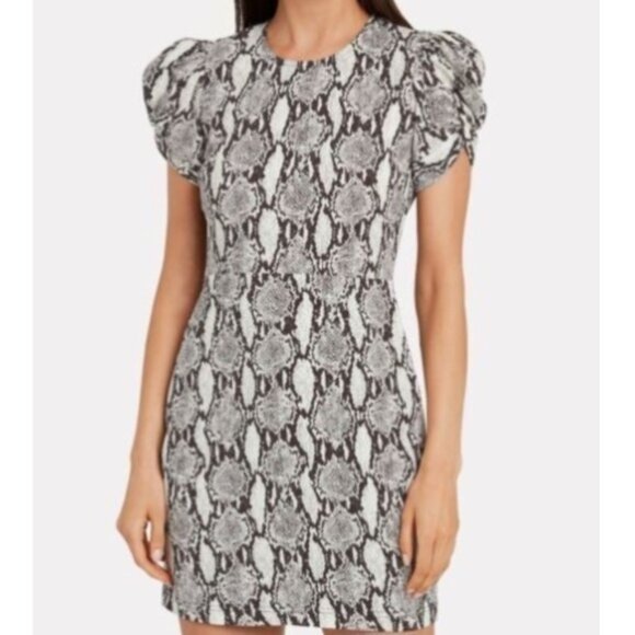 A.L.C. | Dresses | Alc Brinley Snakeskin Print Puff Sleeve Mini Dress ...